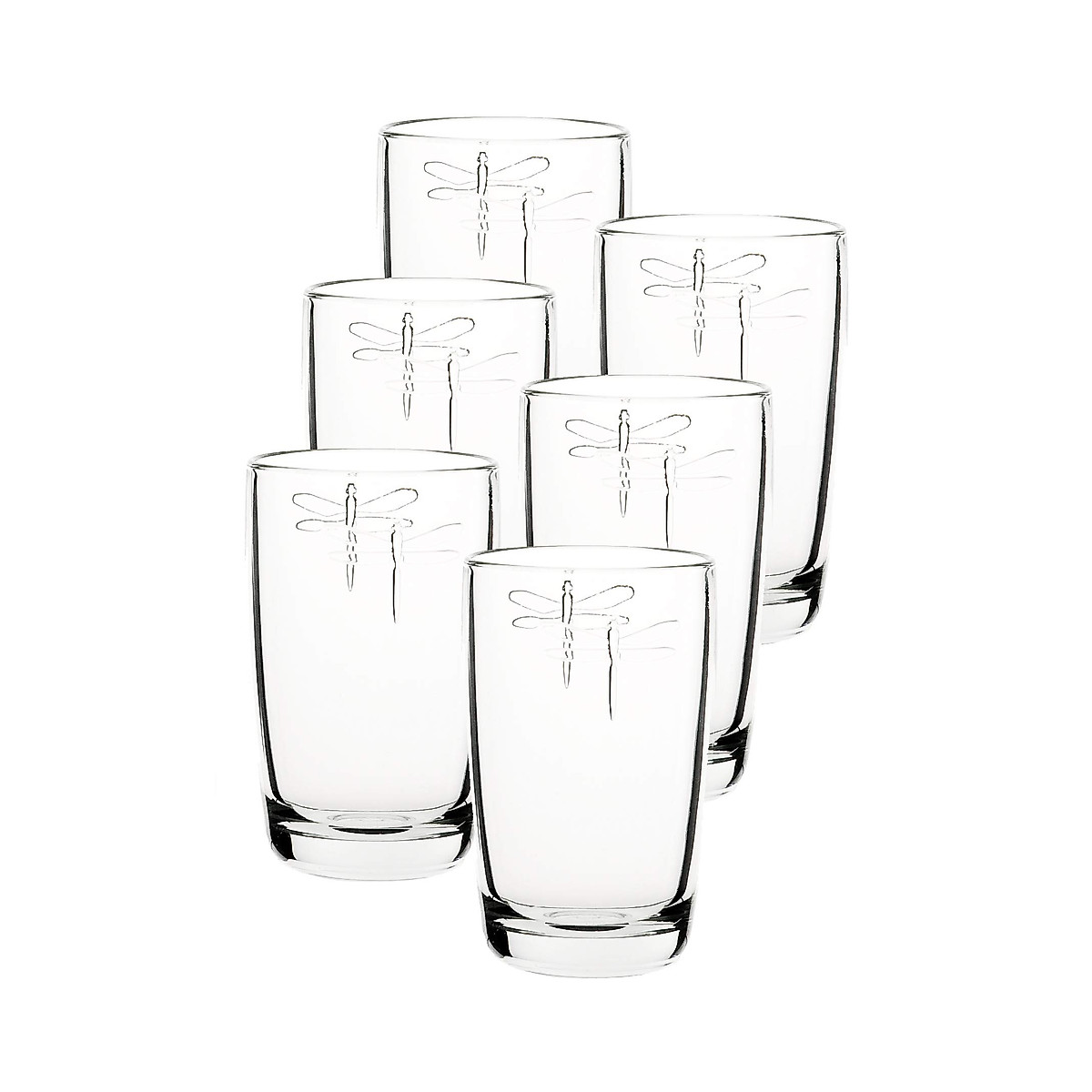 La Rochere Set Of 6, 14-ounce Dragonfly Double Old Fashioned Glasses