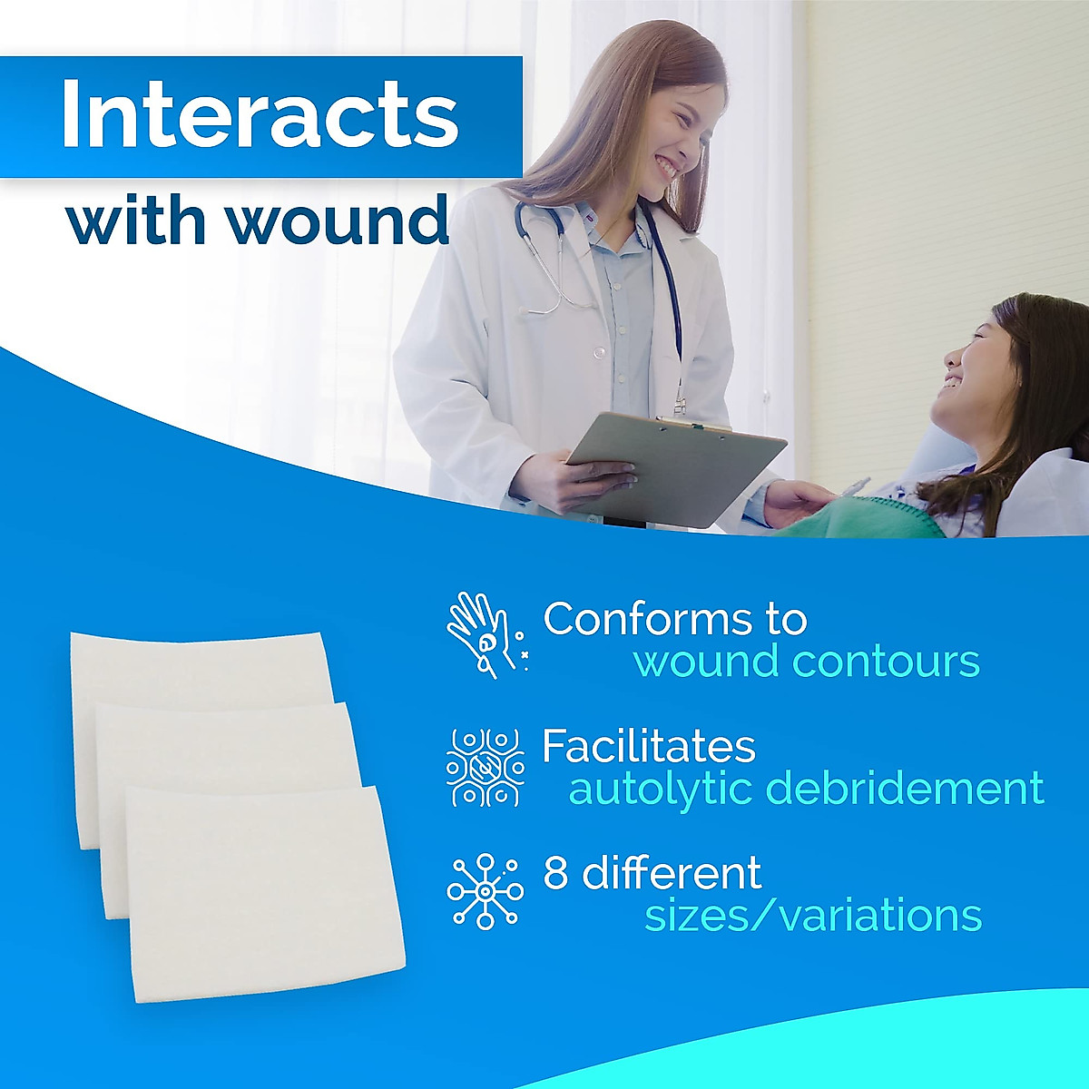 Calcium Alginate Wound Dressing 4" x 8" -Simpurity- Individual Thick Pads Antimicrobial Alginate Dressing Fiber Padding Medical Wound Care Products for Bed Sore-Pressure Sore-Leg Ulcer-Diabetic Foot
