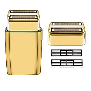Replacement Foil and Cutter for Barberology Electric Shaver, Double Foil Shaver Replacement Head, Replacement Head Compatible with BaBylissPRO Barberology FXFS2 Electric Razors(Gold)