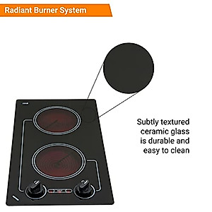 Kenyon B41601 6-1/2-Inch Caribbean 2-Burner Cooktop with Analog Control UL, 120-volt, Black