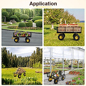 Rengue Heavy Duty Garden Cart, 900 lbs Large Capacity Steel Garden Cart, Utility Wagon Cart with Removable Sides and Rotating Handle, Outdoor Utility Wagon Suitable for Garden, Farm, Yard