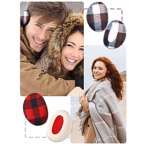 Geyoga 4 Pairs Bandless Ear Muffs Fleece Ear Muffs Thick Winter Ear Covers Cold Weather Ear Warmer for Women