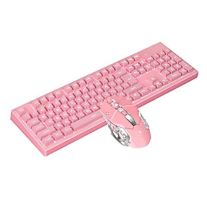 Rechargeable Keyboard and Mouse,Soke-Six 2.4G Wireless Mechanical Feel Backlit Gaming Keyboard Mice Combo Home Office Gamer Design Use for Laptop Pc Mac (Pink)