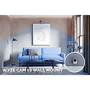 BRAINWAVZ 3 Pack Wall Mount for Wyze Cam V3, Adhesive VHB Stick On - Easy to Install, No Tools Needed, No Mess, No Drilling, Strong Adhesive Mount, White