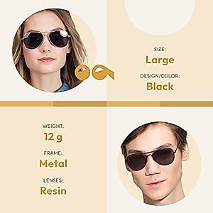EYEBUYDIRECT Aviator Sunglasses for Women and Men, Scratch-Resistant Sunglasses for Women and Men with UV Protection, Non-Polarized, Good Vibrations - Large