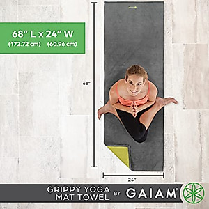 Gaiam Grippy Non Slip Yoga Mat Towel - Fast Drying Towel - Ideal for Hot Yoga - Microfiber and Machine Washable - Grip Backing - Vivid Blue/Fuchsia - 68" L x 24" W