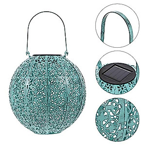 OSALADI Solar Lantern Lights Outdoorï¼Œ LED Solar Powered Hanging Lights Waterproof Hollow- Out Metal Tabletop Lanterns for Indoor and Outdoor Garden Tree Patio Courtyard Home Party Decor (Blue)