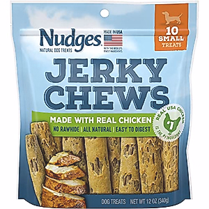 Blue Buffalo Nudges Jerky Chews Natural Dog Treats Small Breed, Chicken, 12oz Bag, 10 Count