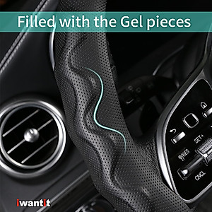 iwantit Black Car Seat Neck Pillow and The Black/White Gel Steering Wheel Cover