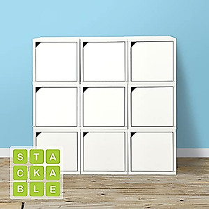 Way Basics Eco Stackable Connect Storage Cube Cubby Organizer with Door (Tool-Free Assembly and Uniquely Crafted from Sustainable Non Toxic zBoard Paperboard) White