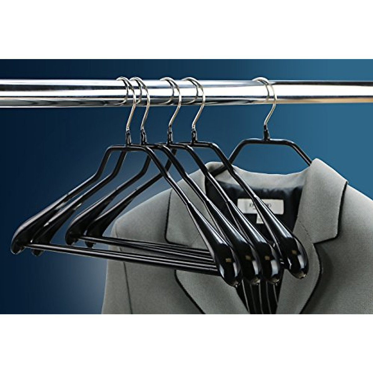 Mawa by Reston Lloyd BodyForm Series Non-Slip Space-Saving Clothes Hanger with Bar for Pants, 16-1/2", Style 42/LS, Set of 5, Black