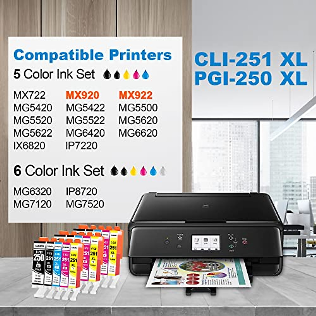GALADA Compatible Ink Cartridges Replacement for Canon PGI-250XL CLI-251XL 250 251 XL for Pixma MX920 MX922 MX722 IP7220 IP8720 IX6820 MG5420 MG5422 MG5520 MG5522 MG5620 MG6320 Printer 15 Pack