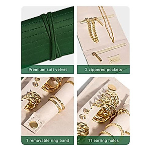 Benevolence LA Jewelry Boxes for Women | Jewelry Organizer | Large Velvet Jewelry Box for Earrings Necklaces, Bracelets and Rings | 2 Layer Jewelry Storage Organizer | Emerald Green