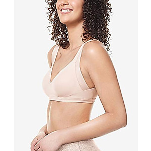 Warner's Women's No Side Effects Underarm and Back-Smoothing Comfort Wireless Lightly Lined T-Shirt Bra Ra2231a, Rosewater, Large