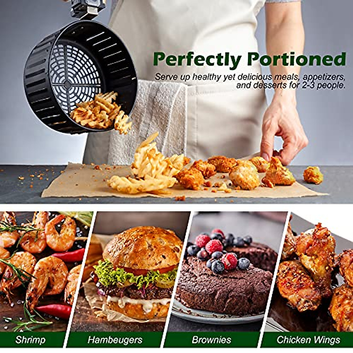 Secura Air Fryer 3.4Qt / 3.2L 1500-Watt Electric Hot XL Air Fryers Oven Oil Free Nonstick Cooker with/Recipes for Frying, Roasting, Grilling, Baking