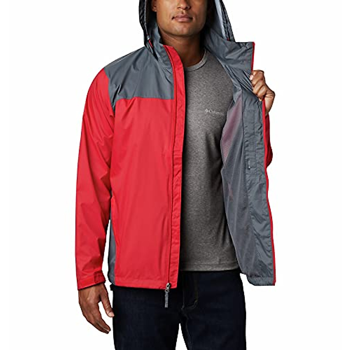 Columbia Men's Glennaker Lake Rain Jacket, Mountain Red/Graphite, Large