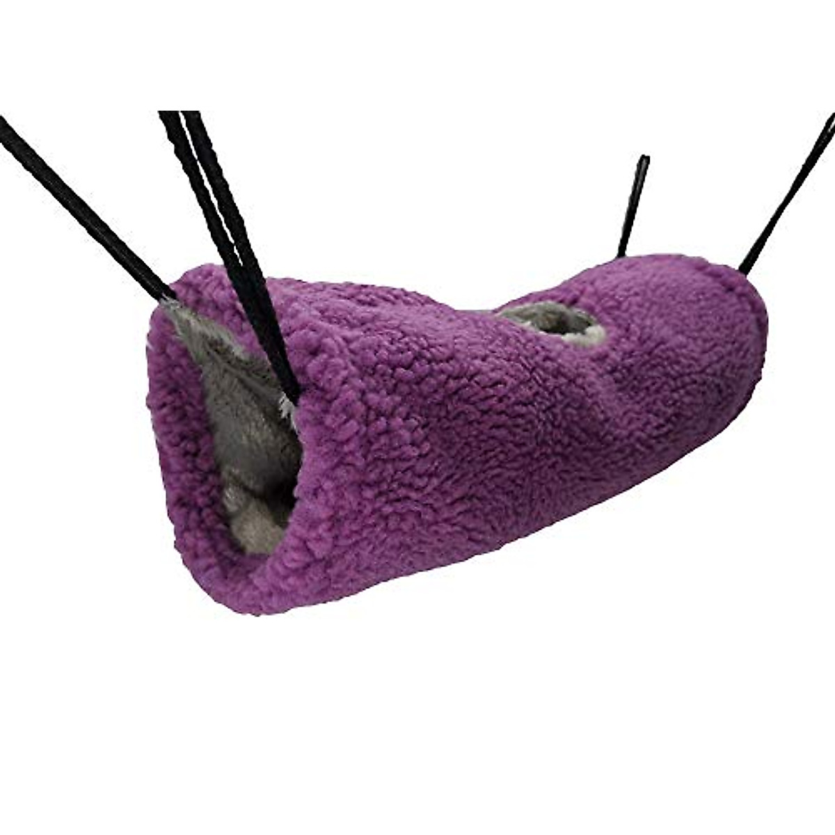 PAWSINSIDE Small Animal Hanging Tunnel Fleece Bunkbed Hammock for Ferret Rat Sugar Glider Squirrel (Tube, Purple)