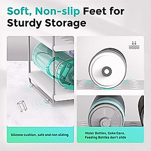 Leligooli Water Bottle Organizer for Cabinet, 3-Shelf Height Adjustable Plastic Water Bottle Storage Rack, Expandable Water Bottle Holder for Kitchen Cabinets,Countertop,Pantry(Holds 15 Bottles)