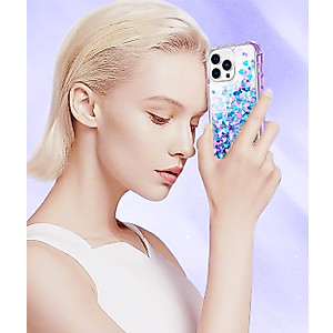 Caka for iPhone 14 Pro Max Case Glitter for Girls Women with Built-in Screen Protector Liquid Quicksand Protective Shockproof Full Body Phone Case for iPhone 14 Pro Max 6.7’’ Blue Purple