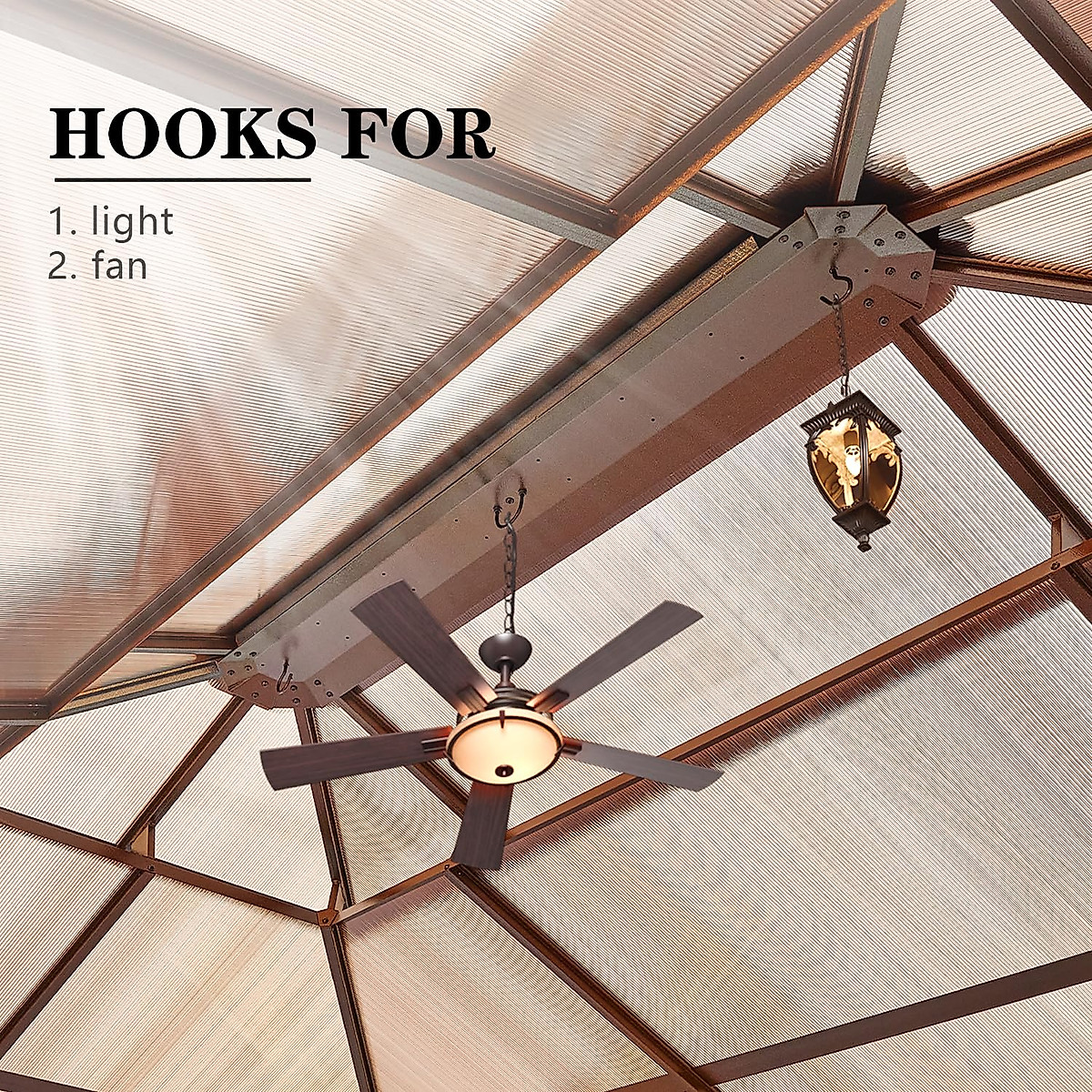 YOLENY 10'x13' Hardtop Gazebo, Outdoor Polycarbonate Double Roof Canopy, Aluminum Frame Permanent Pavilion with Curtains and Netting, Sunshade for Garden, Patio, Lawns