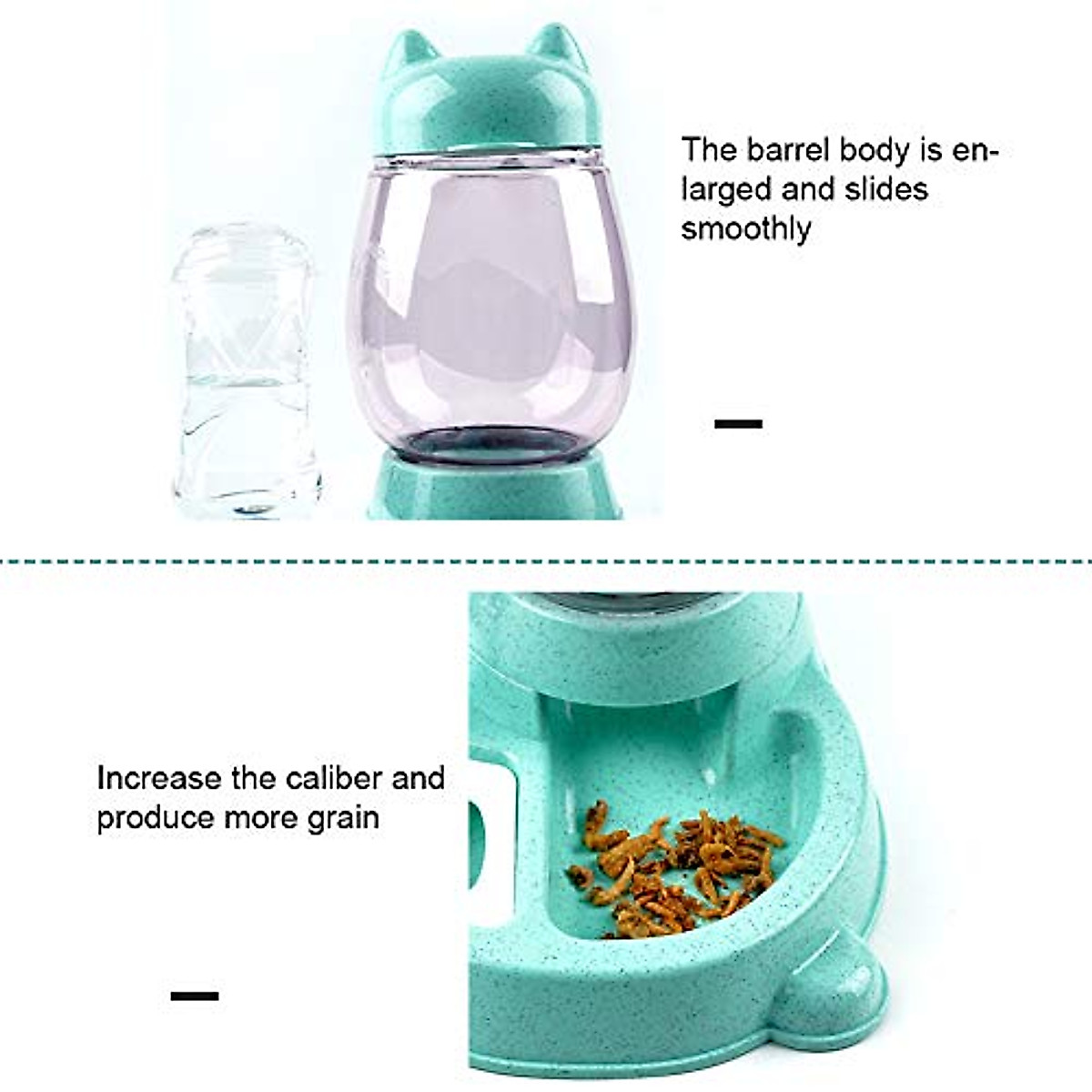 Yuhoo 2 in 1 Automatic Pet Feeder, Detachable Dog Cat Water Food Pet Automatic Dispenser, Gravity Principle Drink Fountain Pet Feeding Bowl (Green), free size