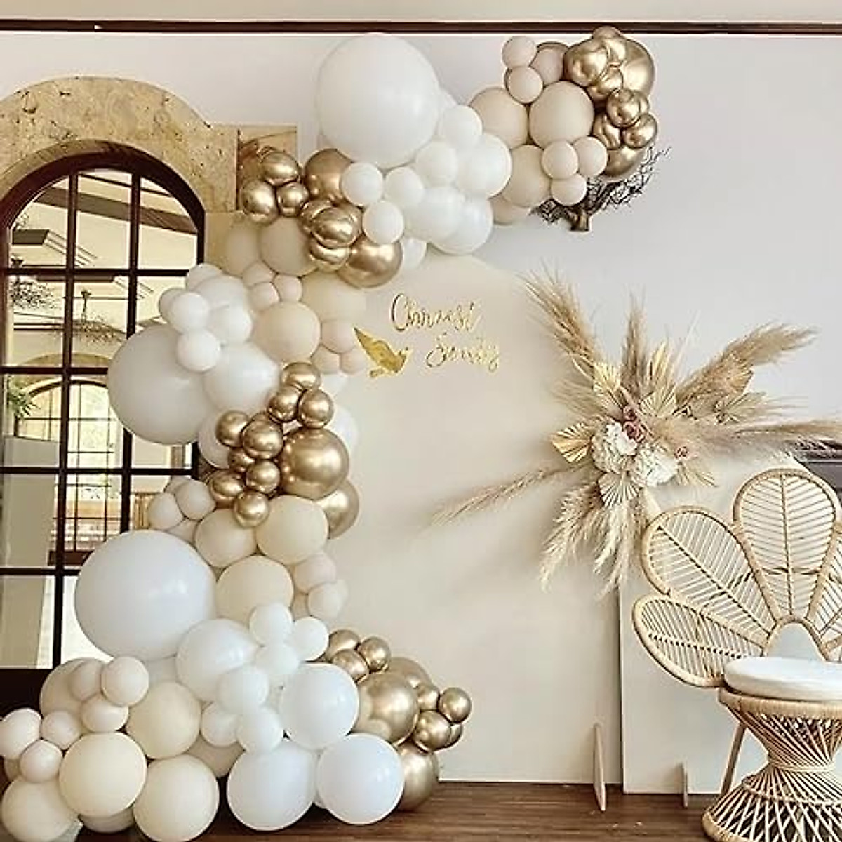 RUBFAC 96pcs Sand White Balloons Different Sizes 18 12 10 5 Inches for Garland Arch, Premium White Latex Balloons for Birthday Party Graduation Wedding Anniversary Baby Shower Party Decoration
