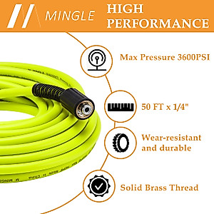 M MINGLE Pressure Washer Hose 50 FT x 1/4", High Pressure Washer Hose Reel 150ft