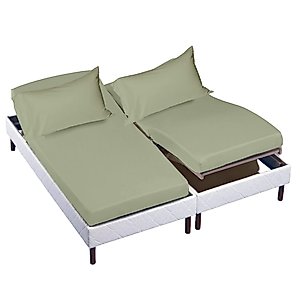 Cottingon,Premium 400 TC 100% Egyptian Cotton Sheet Set 16" Deep,Split King - Sage