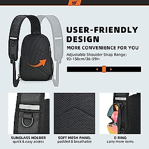 SKYSPER Packable Crossbody Sling Bag Cross Body Sling Backpack Shoulder Chest Bag Travel Hiking Daypack for Women Men(Black)