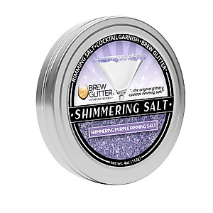 BREW GLITTER Shimmering Purple Cocktail Rimming Salt, Drink Rimmer for Beverages, Cocktails, Margaritas, Drinks, Kosher Certified, Vegan (4 oz, Shimmering Purple)