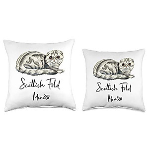 SCOTTISH FOLD Cat Owner Shirts & Gifts Shop Scottish FOLD Mom Cute Cat Mother Kitten Girl Gift Throw Pillow, 18x18, Multicolor