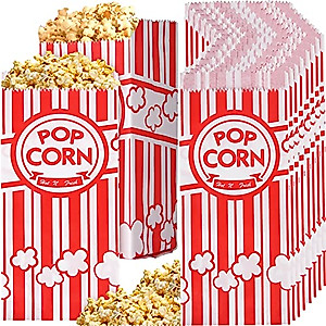 100 Pieces Paper Popcorn Bags, 1 oz Popcorn Bags Individual Servings for Popcorn Machine Party, Pop Corn Bag Bulk