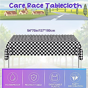 Lnkdeya Race Cars Birthday Party Decorations-179 Pcs Racing Cars Checked Balloons Garland Kit Cars Banner Racing Backdrop Tablecloth