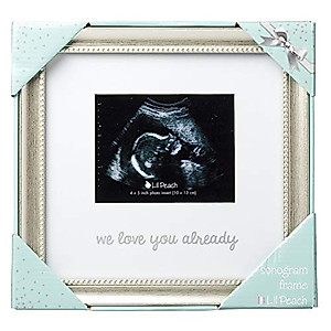 Lil Peach We Love You Already Sonogram Keepsake Frame, Perfect Keepsake for Expecting Parents, Pregnancy Announcement, Silver