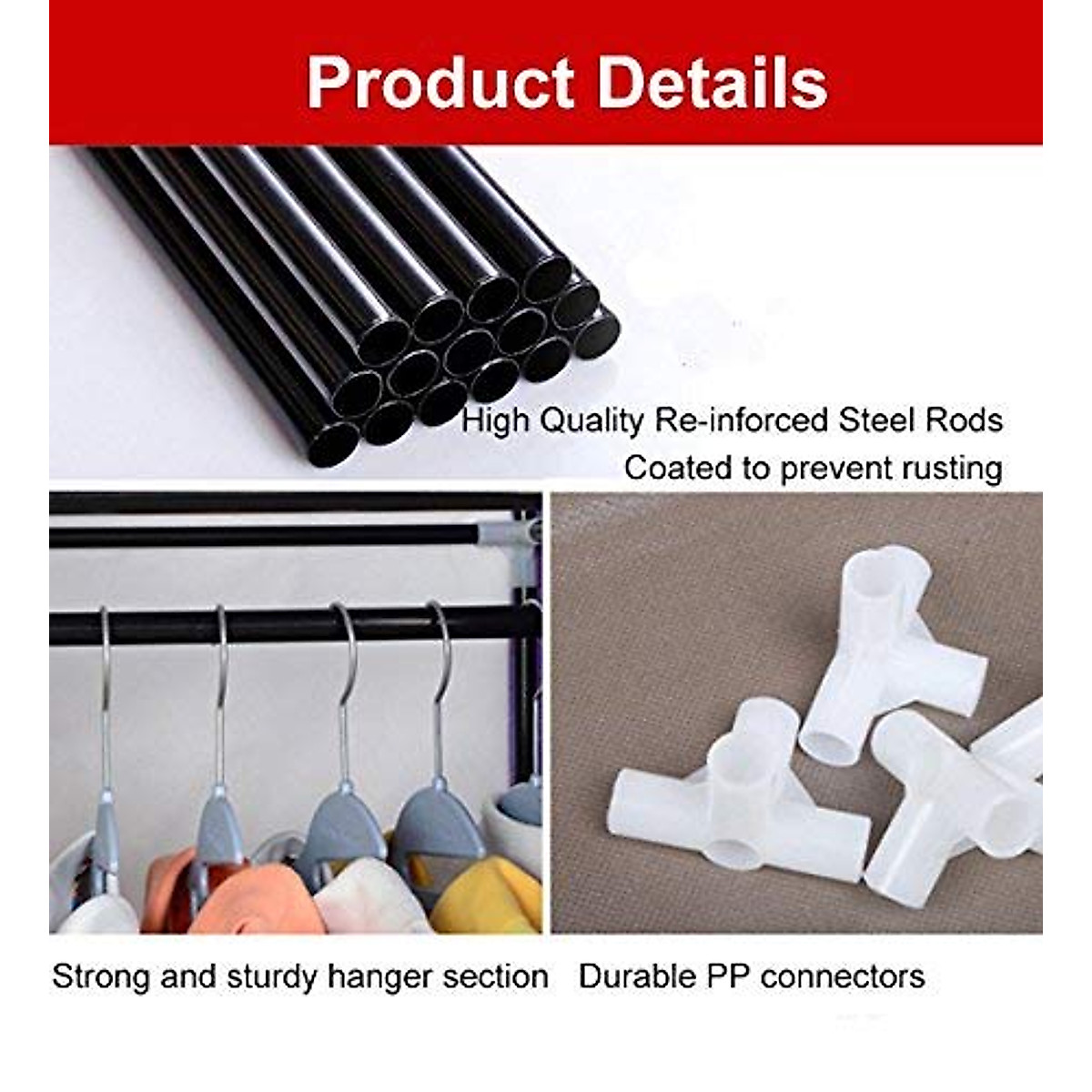 UDEAR Closet Organizer Wardrobe Clothes Storage Shelves, No-Woven Fabric Cover with Side Pockets,Grey