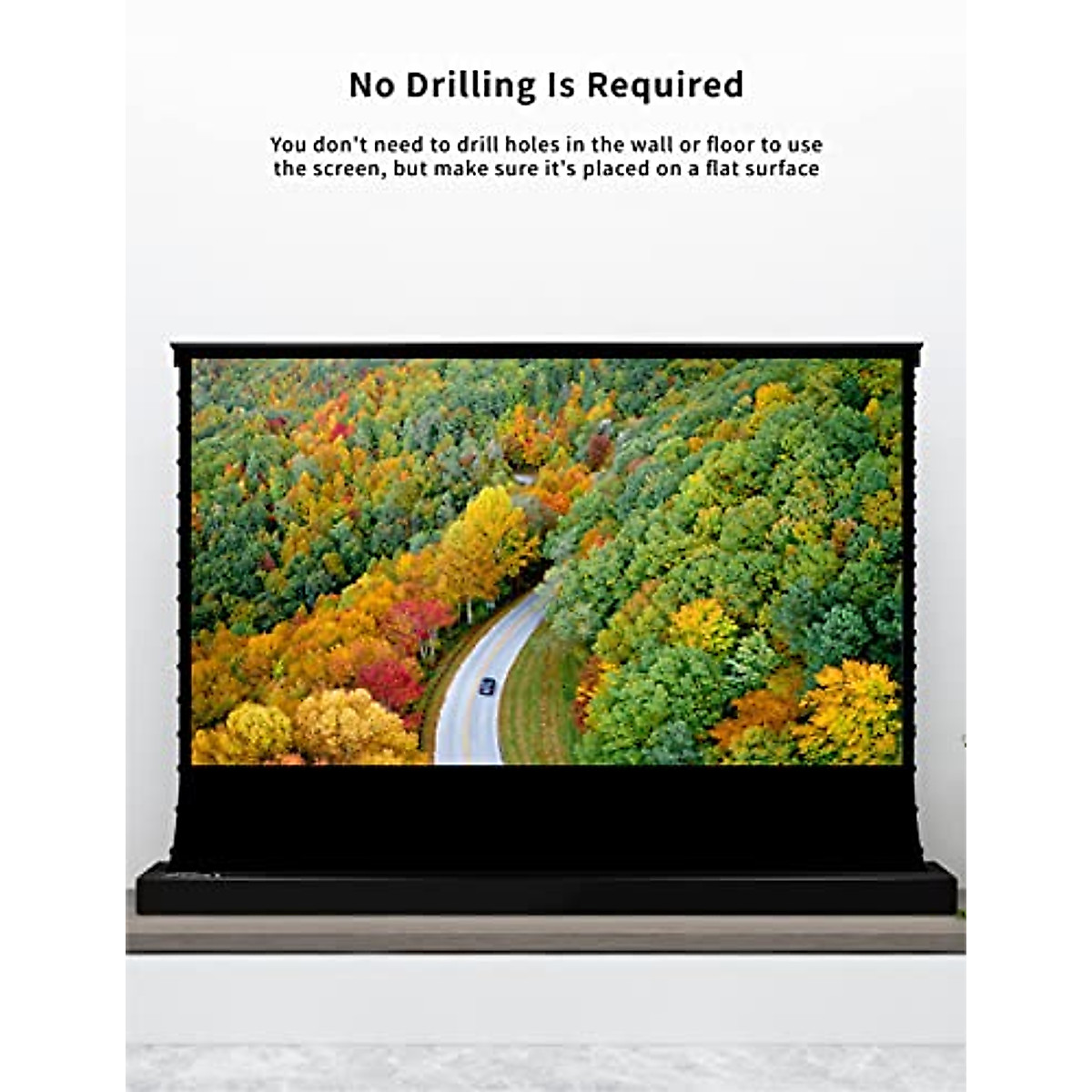 VIVIDSTORM Since 2004-Projector Screen,Pearlescent Cinema White Plus Screen,Black Housing Motorized Floor-Rising Projection Screen,VSDSTZW72H