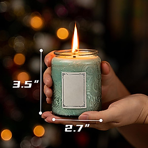 8oz Embossed Glass Candle Container with Tin Lid and Labels (Blue)