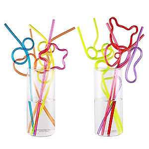 DECORA 36 Pieces Crazy Loop Straws Reusable Plastic Straws Drinking for Summer Party, Birthday, Wedding, Baby Shower