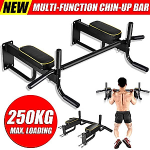 KDFJ Pull up Bar for Doorway,Home Pull-ups Wall Single Parallel Bars, Strength Training Dip Stands,Single Pole Home Fitness Equipment-Black