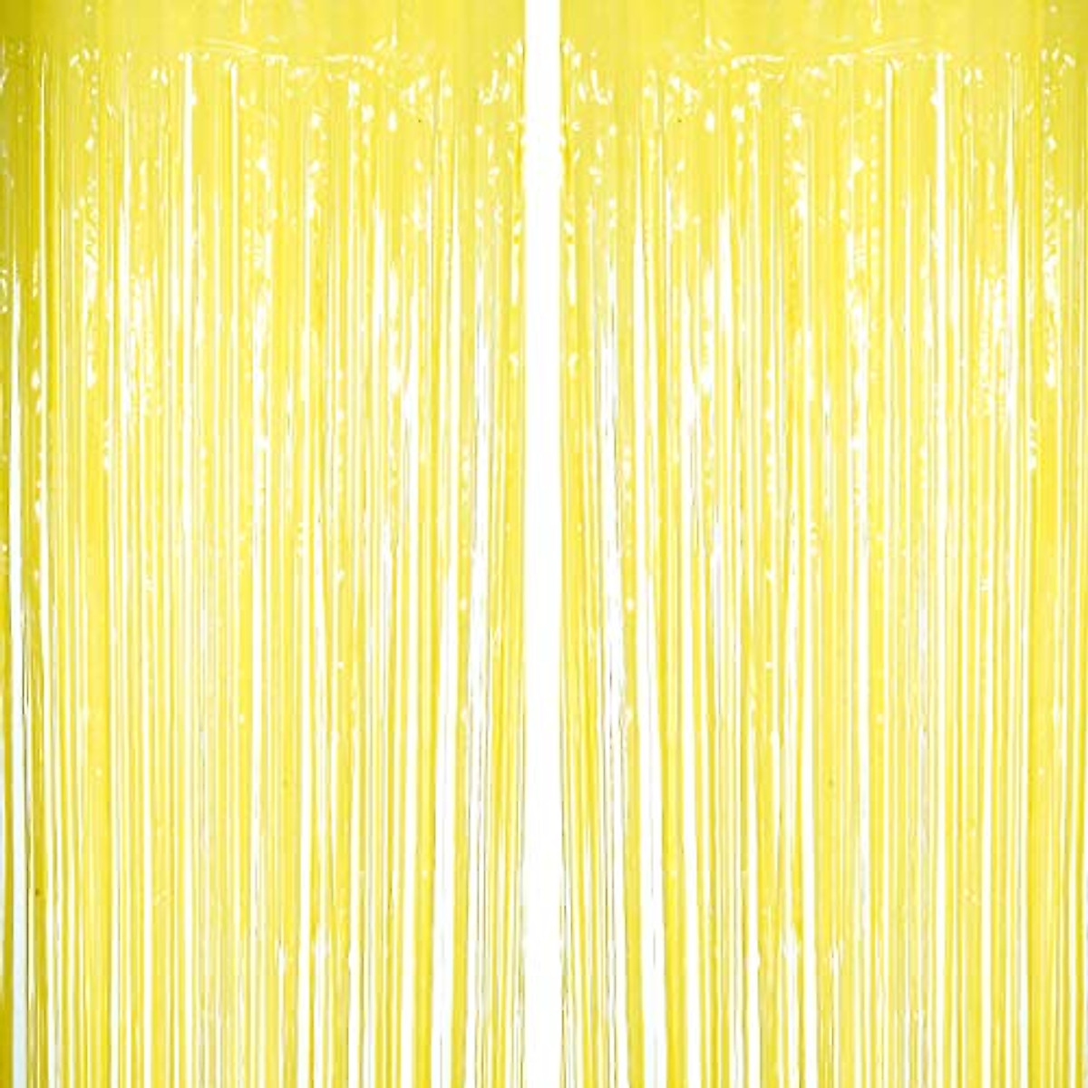 Yellow Tinsel Foil Fringe Curtains Decorations - You Are My Sunshine Baby Shower Birthday Party Photo Backdrops Props Decorations, 2pc