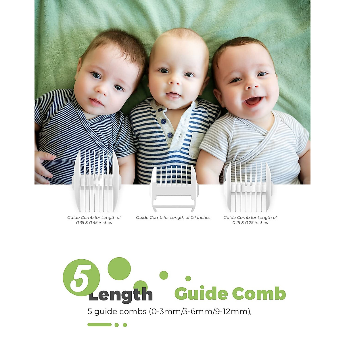 baistom Quiet Baby Hair Clippers Bundled with Replacement Blade and USB Charging Cable