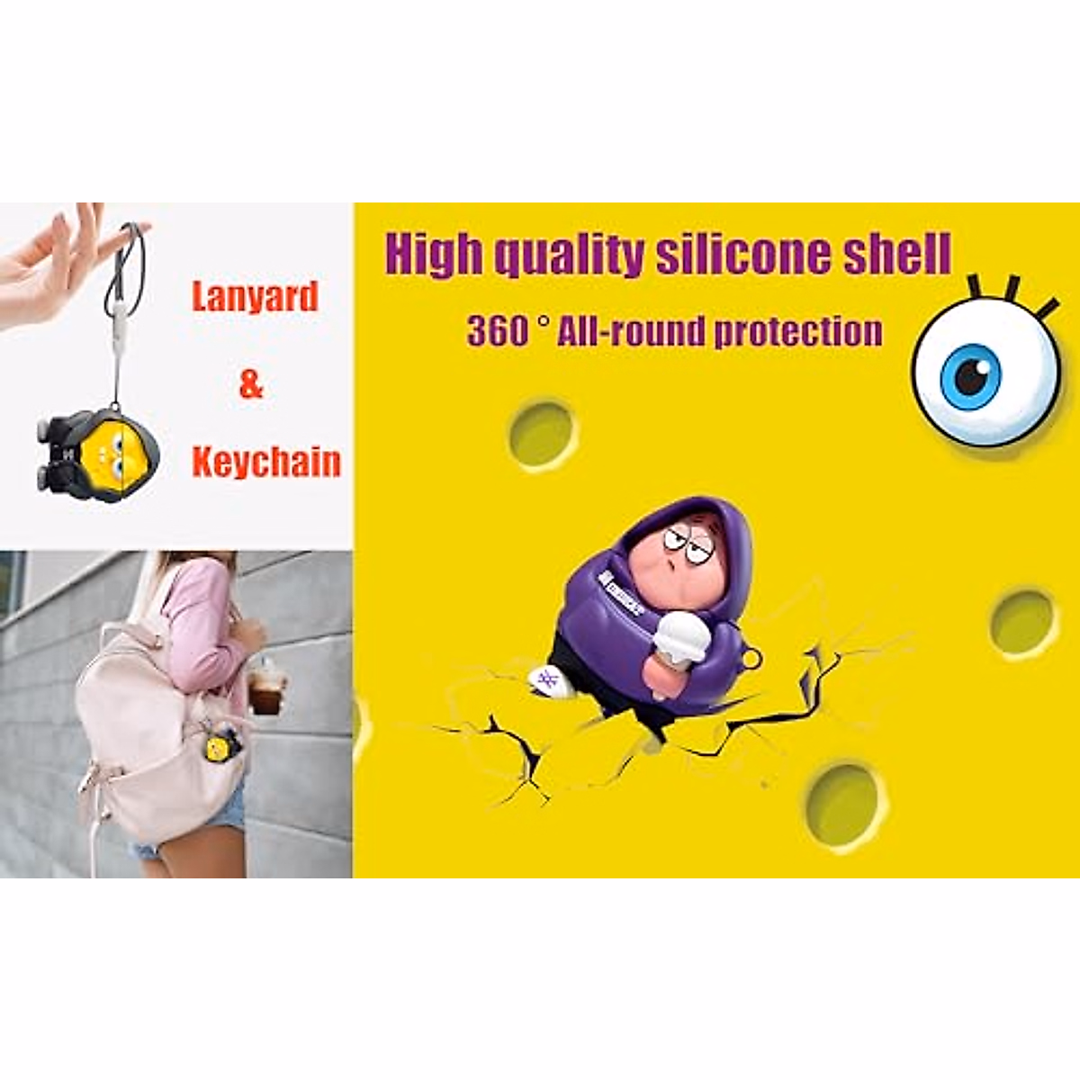 Rvesce [2Pack] Cute Airpod Case for Airpod 2/1,Funny Fun Kawaii Fashion Cartoon 3D Case for AirPods 1&2nd with Cleaner kit&Keychain and Lanyard for Kids Women Men