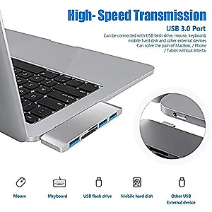 USB Hub Adapter, 5-in-1 USB C Adapter with USB C, 3 USB 3.0 Ports, Micro SD, SD Multiport Adapter Compatible for Mouse, Keytboard, USB Flash Drive and More