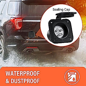 WELLUCK 15 Amp 125V AC Power Inlet Port Plug with Integrated Dual 18" Extension Cord, NEMA 5-15 RV Flanged Inlet with Waterproof & Back Cover Y Splitter Cable, 2 Pole 3-Wire Shore Power Plug for Boat