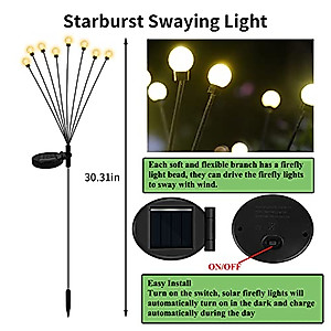 Anordsem Garden Lights 2 Pack, Solar Powered Fairy Lights for Outdoor Front Porch, Yard, Tree, Backyard, Patio, Pathway Decor, Outside Lighting Decorations (Warm White)