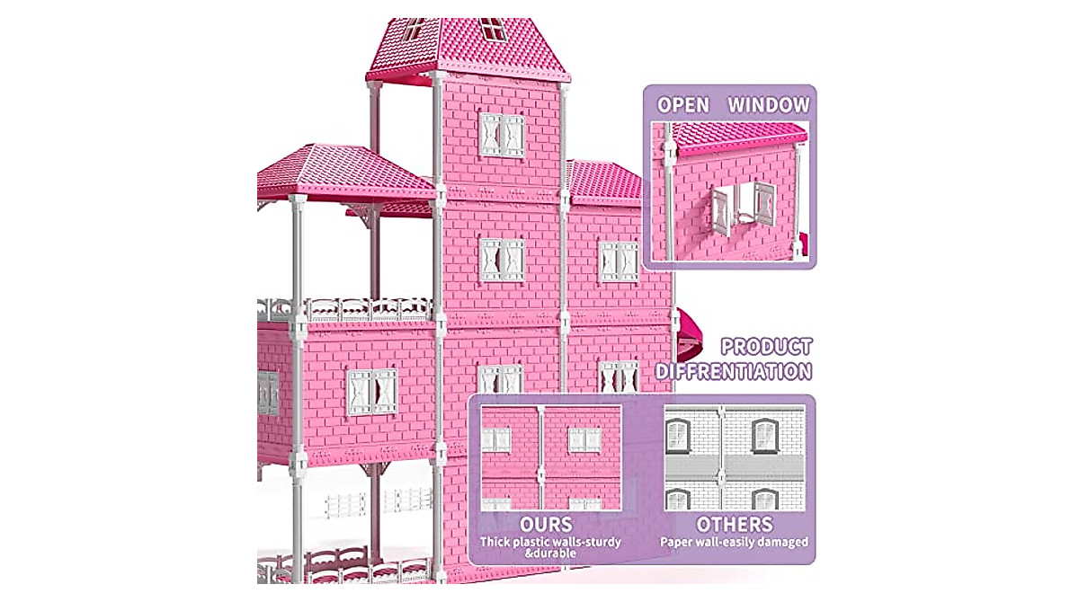 TEMI Dream Doll House - 4-Story Playhouse for Kids