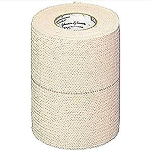 Johnson & Johnson Elastikon Elastic Tape, 4" x 2.5 Yards, (4" x 5 Yards Stretched), Reliable Compression for Support of Sprains, Strains, and Muscle Injuries, Case of 6 Rolls
