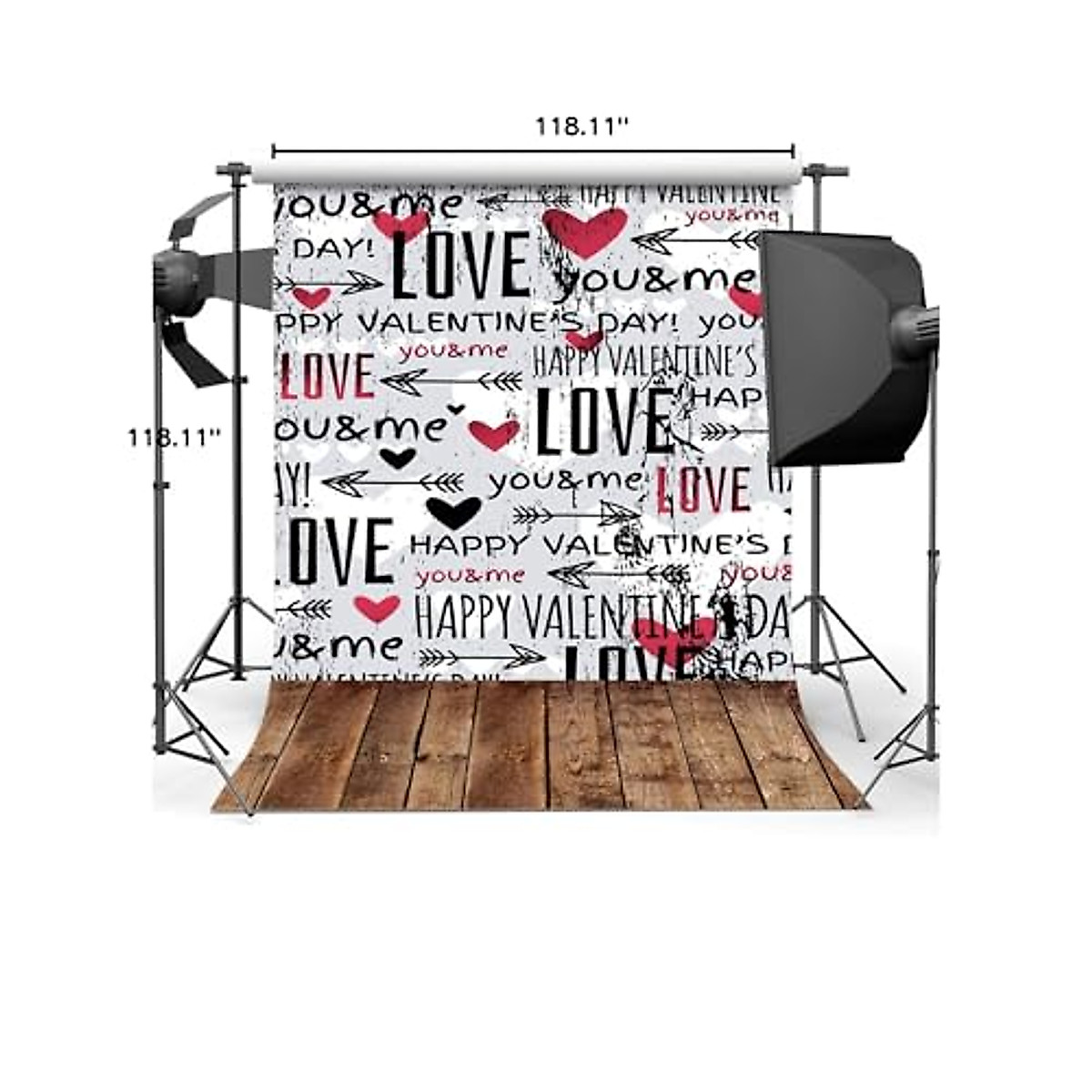 SJOLOON 10x10ft Valentines Day Backdrops for Photography Wood Floor Photography Backdrops Love for Photo Background for Party Studio Backdrop 10869