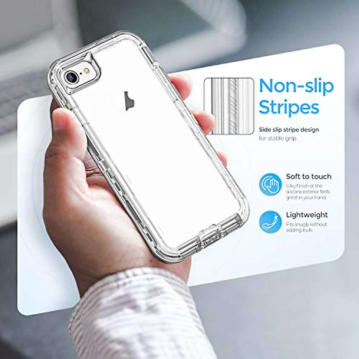 ORIbox Case Compatible with iPhone SE Case 2022/2020, Compatible with iPhone 7 Case, Compatible with iPhone 8 Case, Heavy Duty Shockproof Anti-Fall clear case