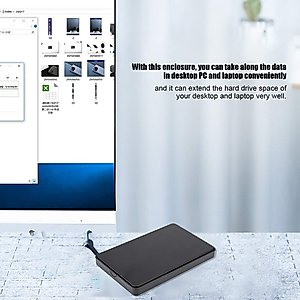 Yoidesu Hard Drive Enclosure, W25Q730M 2.5in 2TB HDD Portable External Hard Drive Enclosure USB 3.0 SATA Mobile Hard Disk Box for Desktop Laptop Computer(Black)